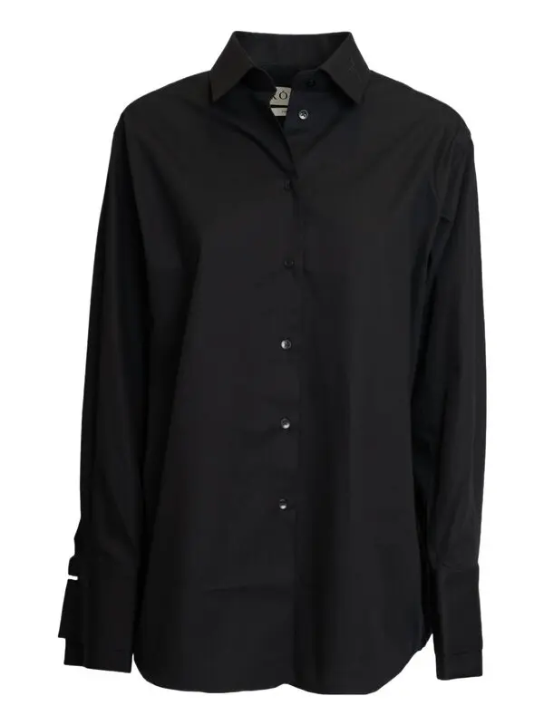 RÓHE Double-cuff Curved Hem Shirt - Black