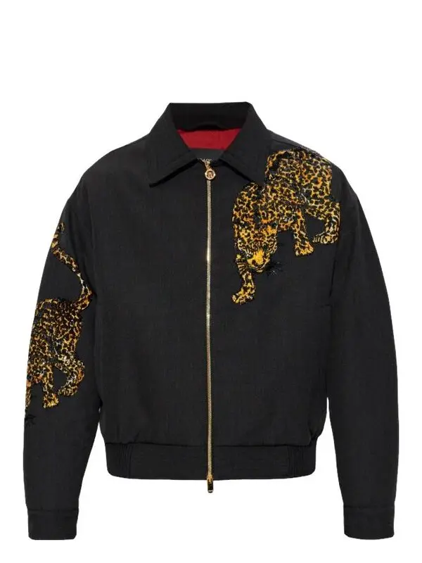 Versace Embellished Zip-up Jacket - Black