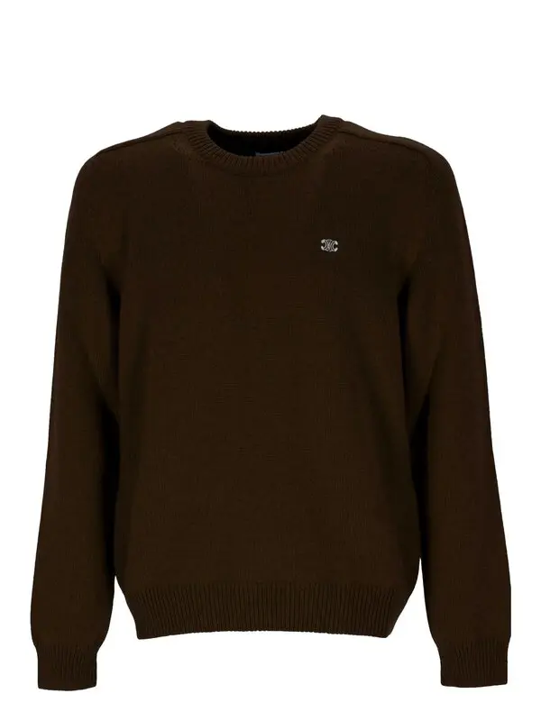 Celine Wool And Cashmere Crew Neck Sweater - Brown