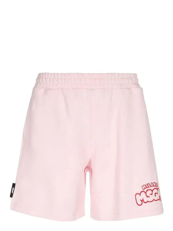 MSGM Logo Embroidered Track Shorts - Pink