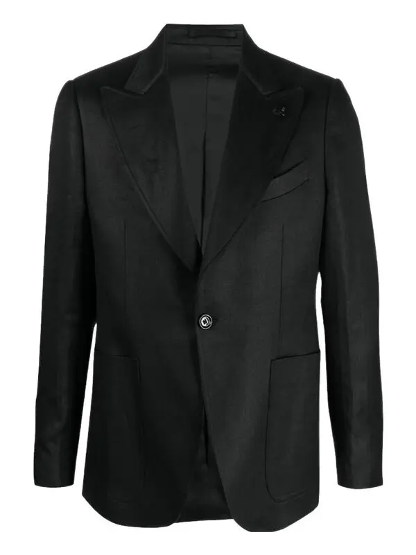 LARDINI Logo Charm Single-breasted Blazer - Black