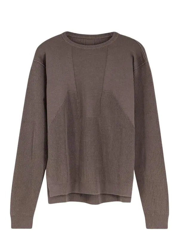 Rick Owens Ribbed Crew Neck Knitted Sweater - Brown