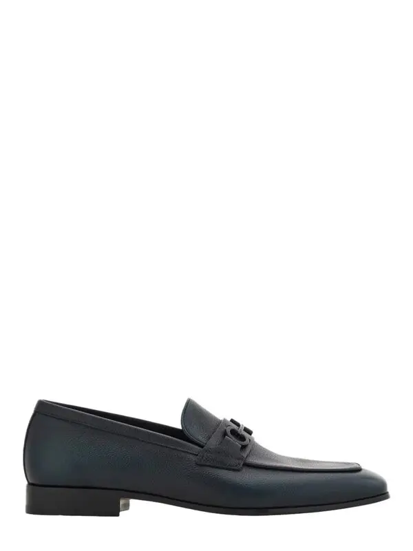 FERRAGAMO Gancini Ornament Loafers - Titanium Blue/navy