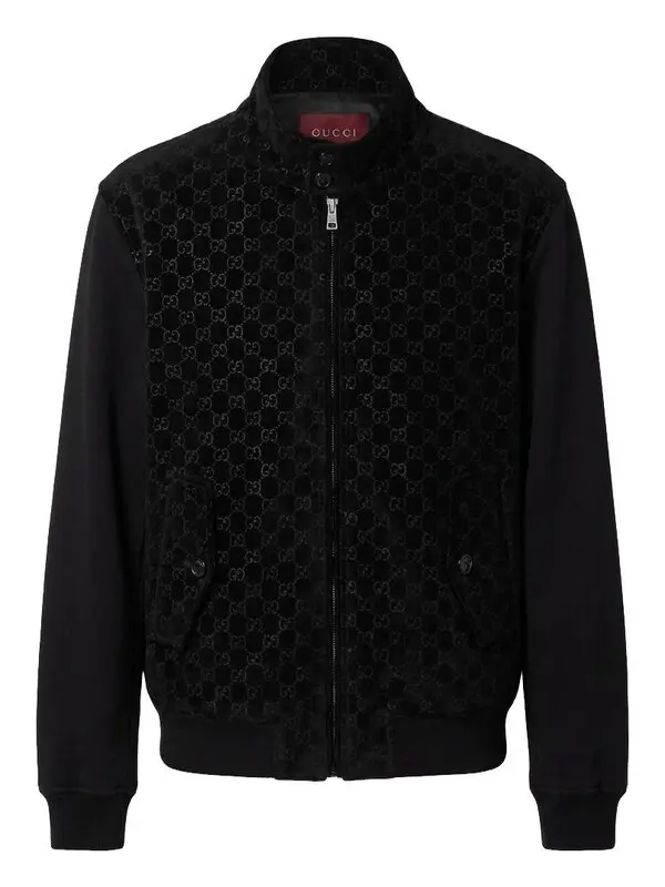 Gucci Embossed Gg Padded Bomber Jacket - Black