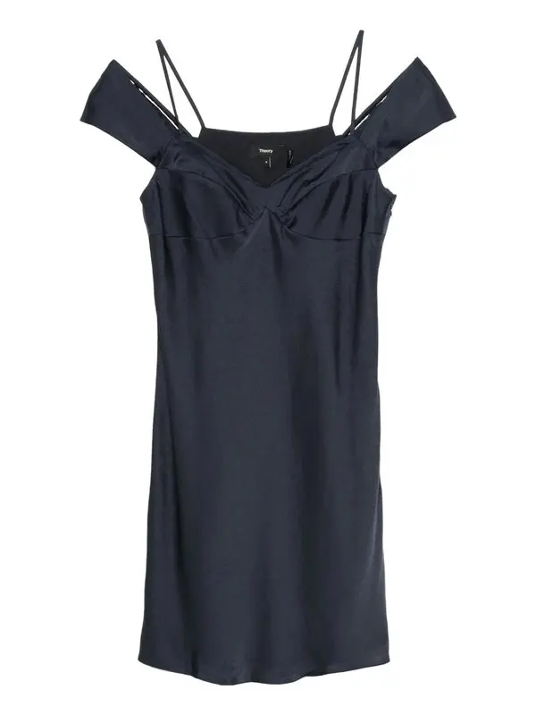 Theory Off-shoulder Camisole Dress With Twisted Ruching - Black