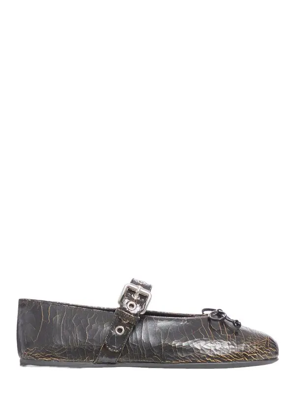 Miu Miu Logo Embellished Mary Jane Flats - Black
