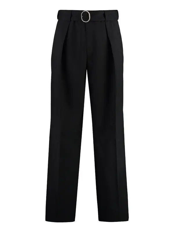 JIL SANDER Belted Wide-leg Trousers - Black