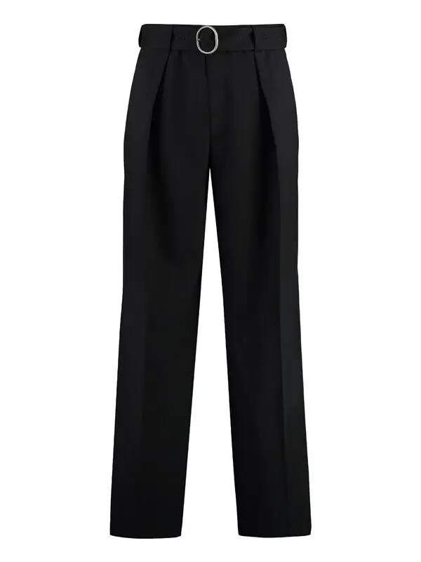 JIL SANDER Belted Wide-leg Trousers - Black
