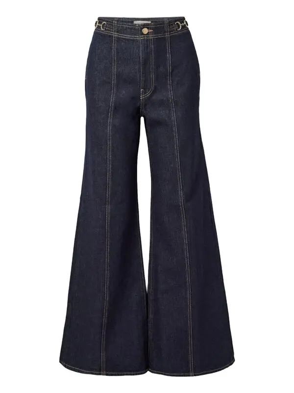 Ulla Johnson High-waisted Flared Jeans With Contrast Stitching - Black