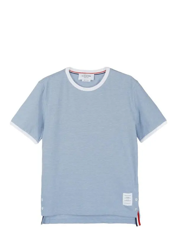 Thom Browne Mixed-color Logo Patch Crewneck T-shirt - Light Blue