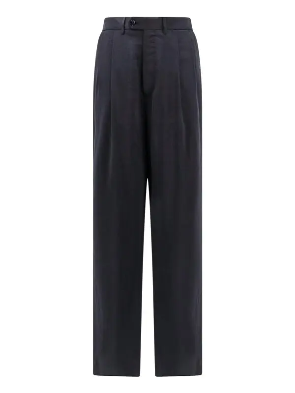 Giorgio Armani Pleated Twill Trousers - Black