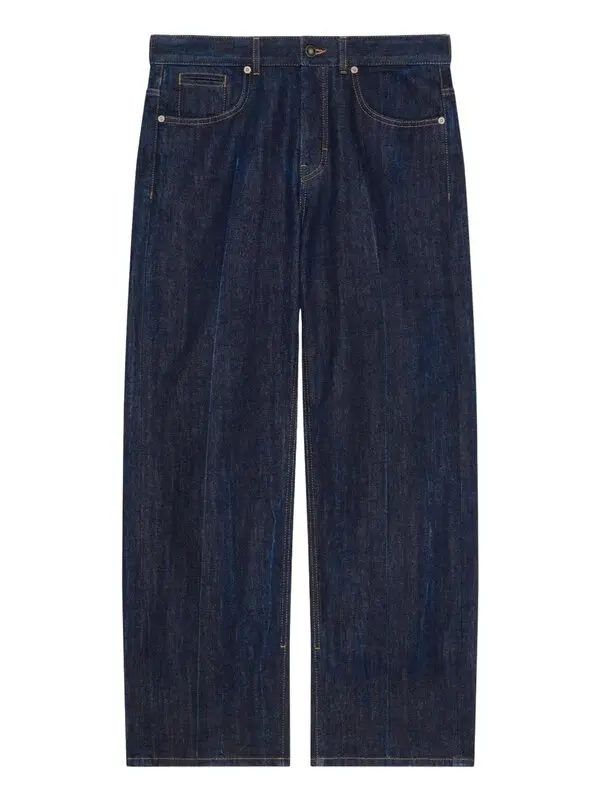 Givenchy Logo Patch Wide-leg Jeans - Dark Blue