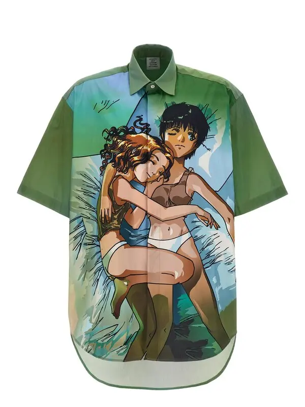 Vetements Anime-print Cotton Shirt - Green