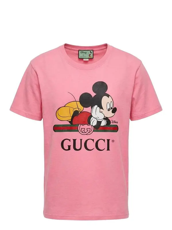 Gucci X Disney Mickey Mouse Print Oversized T-shirt - Pink