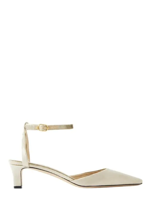 THE ROW Carla Velvet Slingback Pumps - Taupe