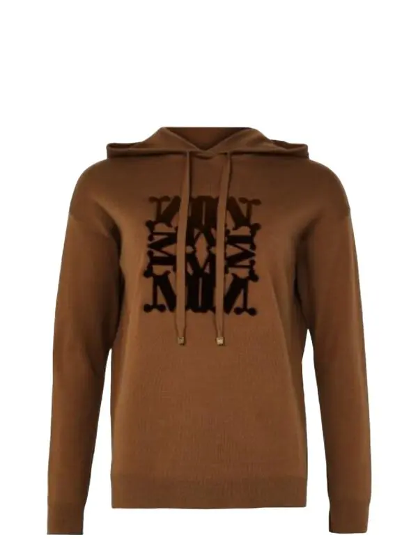Max Mara Long-sleeved Hooded Sweater With Graphic Pattern - Brown