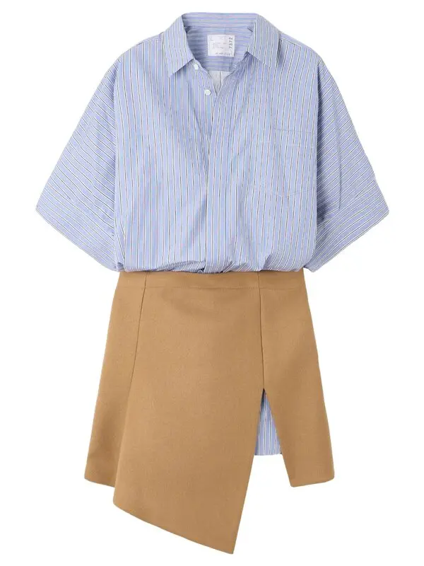 Sacai Asymmetrical Striped Shirtdress - Blue