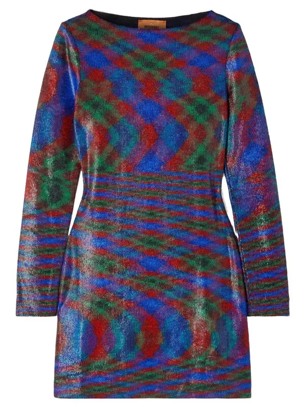 Missoni Metallic Striped Mini Dress - Blue