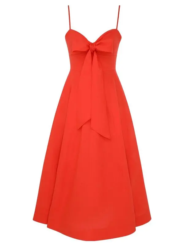 Zimmermann Crush Tie Front Midi Dress - Red