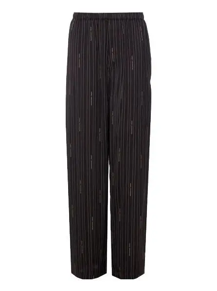 Balenciaga Elasticated Waist Wide-leg Pants With Striped Print - Black