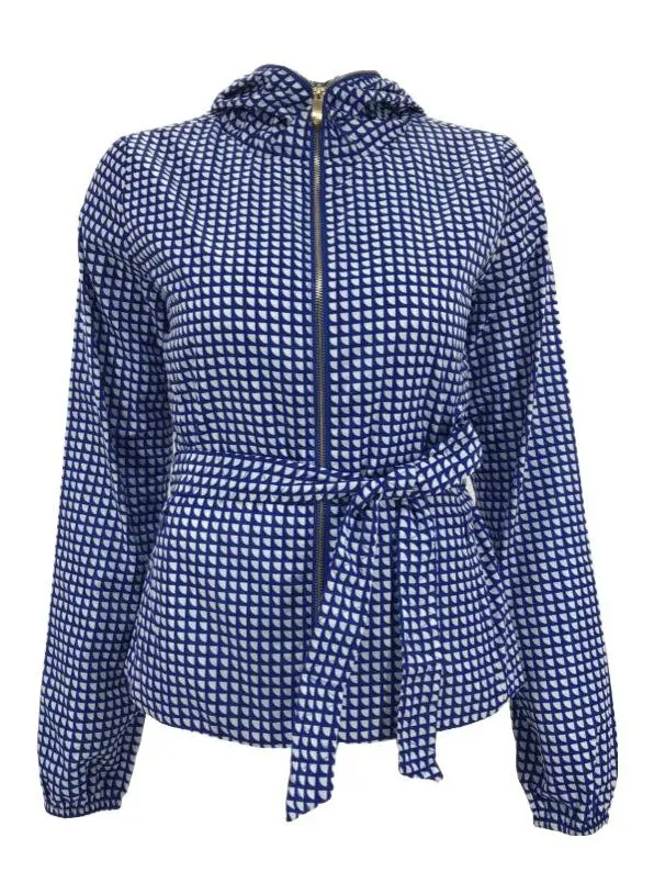 Emporio Armani Printed Hooded Zip-up Jacket - Blue