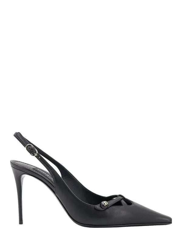 Dolce & Gabbana Dg Logo Plaque Slingback Pumps - Black