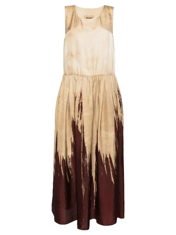 UMA WANG Ardal Graphic Print Maxi Dress - Nude