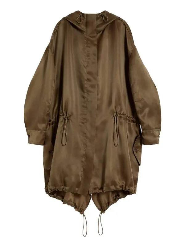 Max Mara Drawstring Hooded Coat - Green