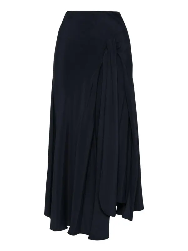 Victoria Beckham Asymmetric Crepe Midi Skirt - Black