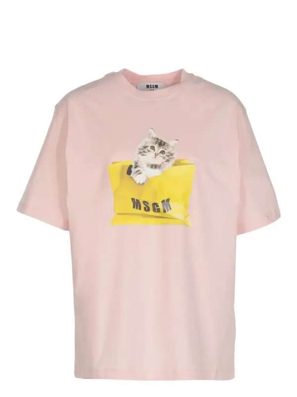 MSGM Graphic-print Short-sleeved T-shirt - Pink