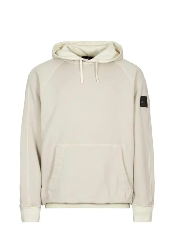 Stone Island Logo-patch Long-sleeve Hoodie - White