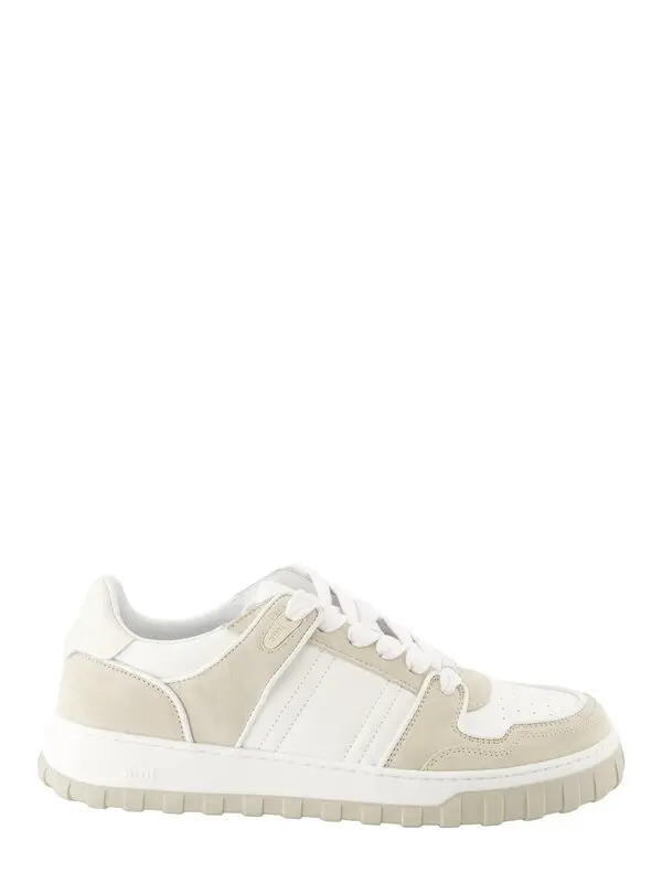 Ami Logo Embossed Low-top Sneakers - White/frankincense