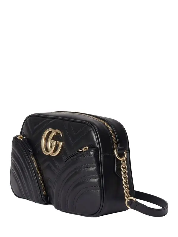 Gucci Logo Plaque Quilted Shoulder Bag - Black