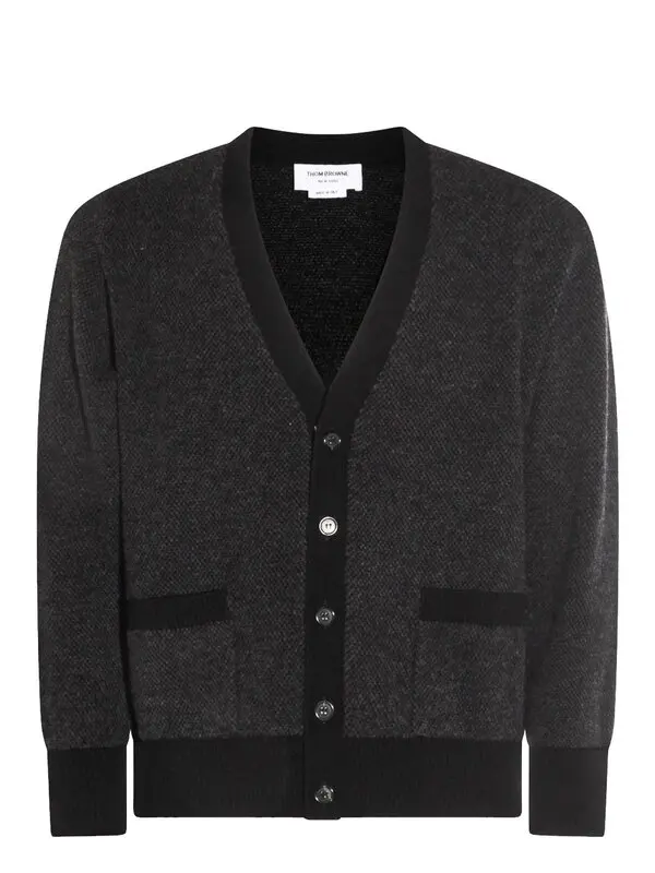 Thom Browne Knitted V-neck Cardigan - Black