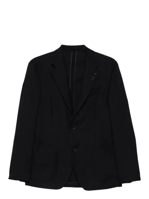 LARDINI Long Sleeve Single-breasted Blazer - Navy