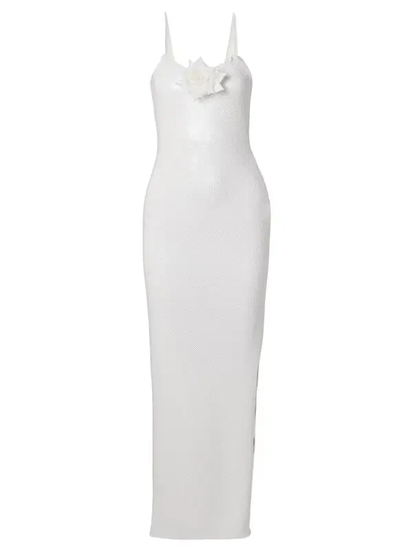 RODARTE Embellished Silk-trimmed Sequined Tulle Gown - White