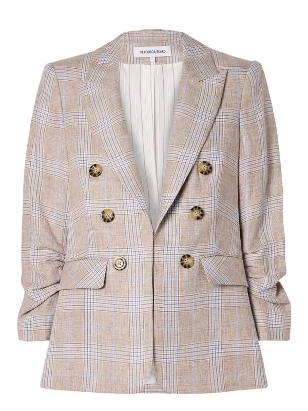 Veronica Beard Beacon Dickey Gathered Checked Blazer - Multi