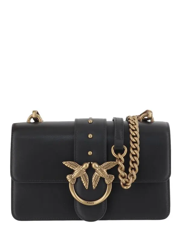 Pinko Mini Shoulder Bag With Clasp And Chain Strap - Black