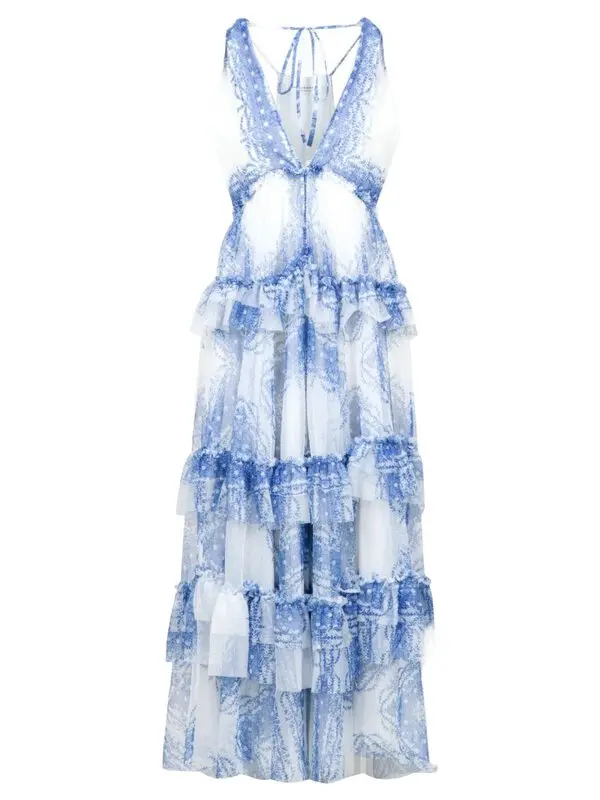 Philosophy Di Lorenzo Serafini Sleeveless Tiered Maxi Dress - Blue