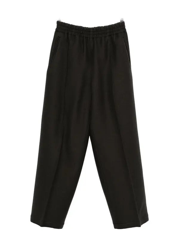 Ami Logo Detailed Wide-leg Trousers - Grey