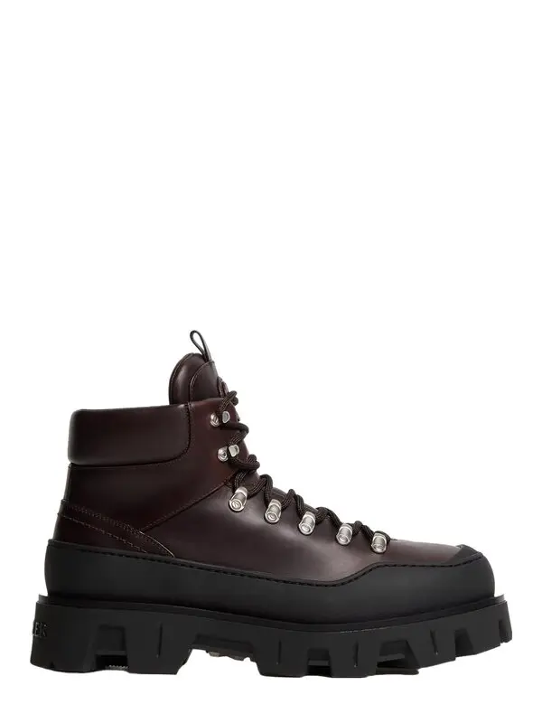 Moncler Peak Trek Leather Ankle Boots - Brown
