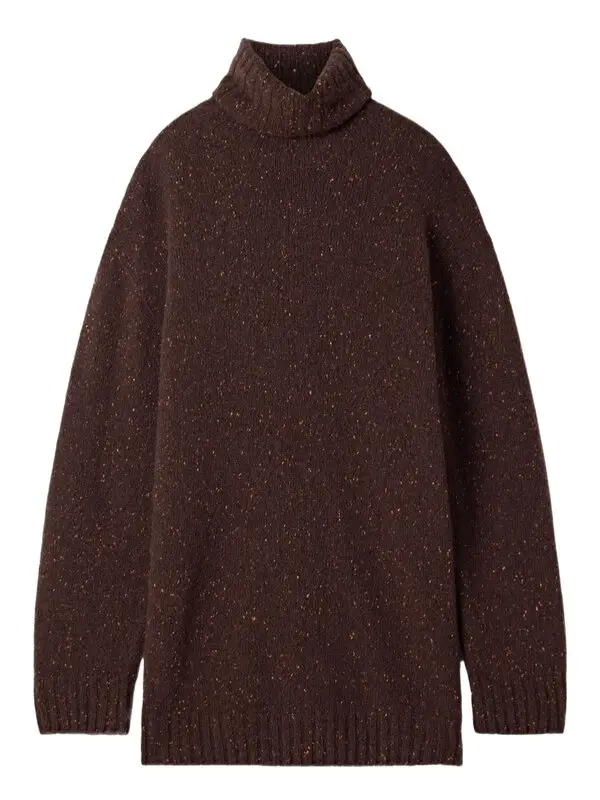 THE ROW Mirai Speckled Cashmere Turtleneck Sweater - Burgundy