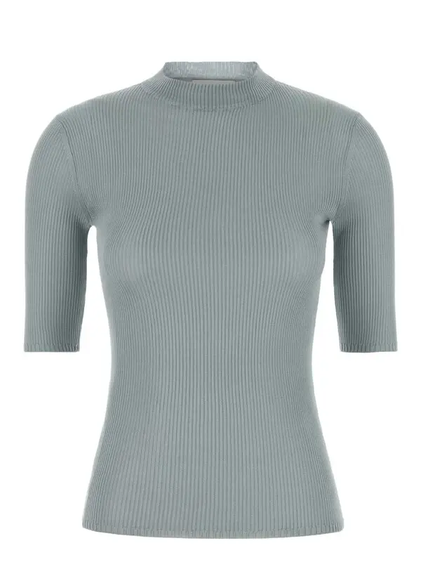 Miu Miu Short-sleeved Ribbed Jumper - Gray