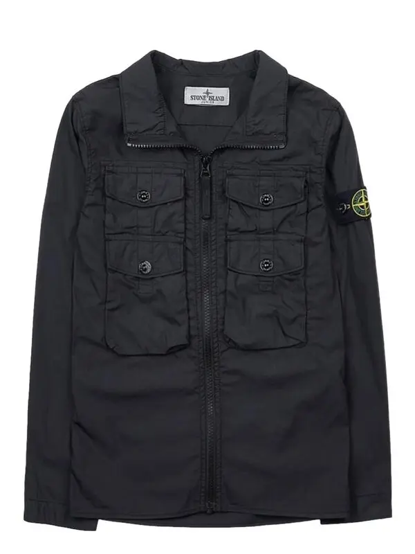Stone Island Logo-patch Zip-up Jacket - Black