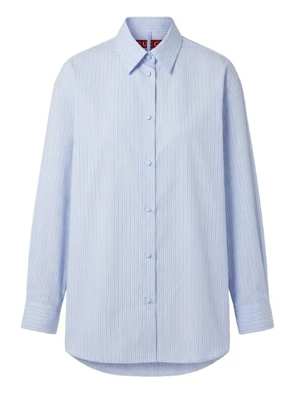 Gucci Striped Shirt With Classic Collar - Light Blue