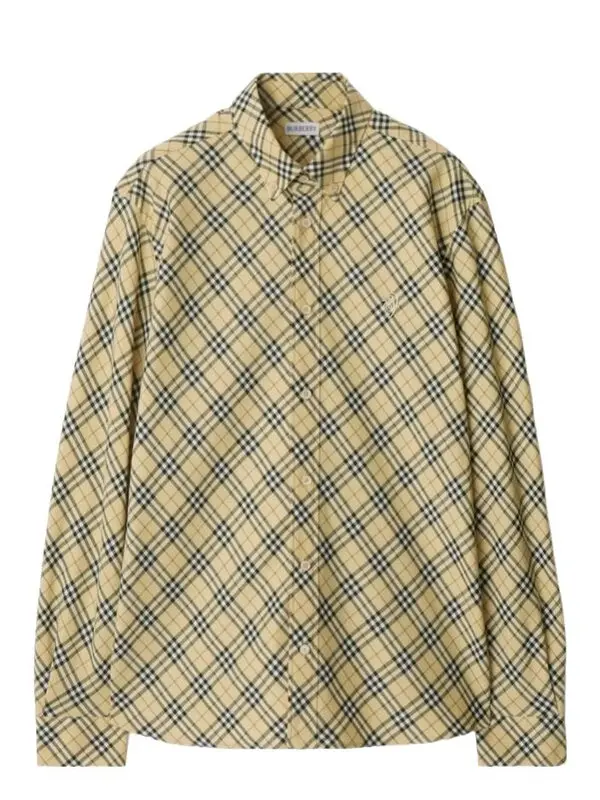 Burberry Logo Embroidered Checked Shirt - Grain