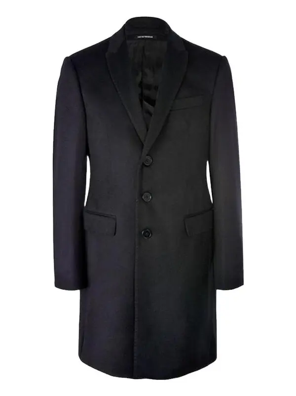 Emporio Armani Long-sleeved Lapel Coat - Black