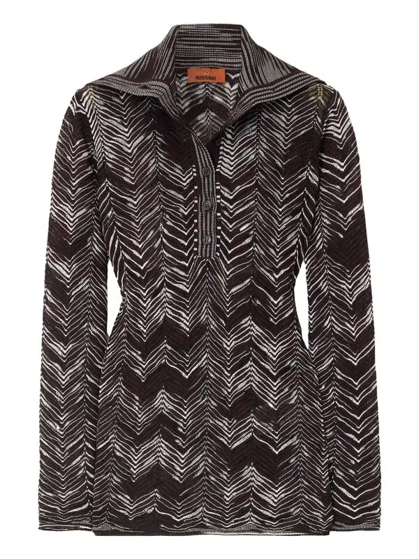 Missoni Chevron Crochet Knit Wool-blend Sweater - Black