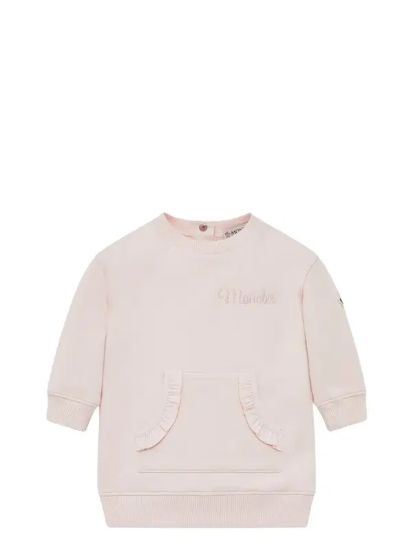 Moncler Embroidered Logo Cotton Sweatshirt Dress - Light Pink