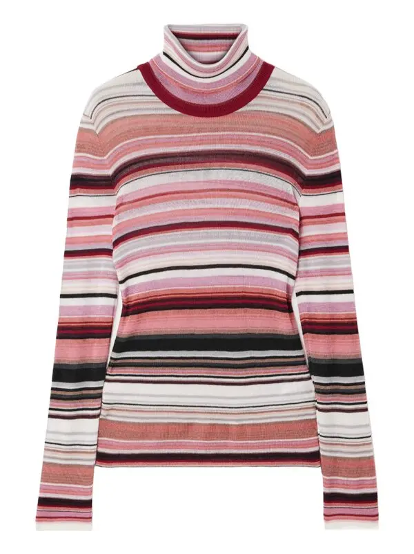 Missoni Striped Knitted Turtleneck Sweater - Pink